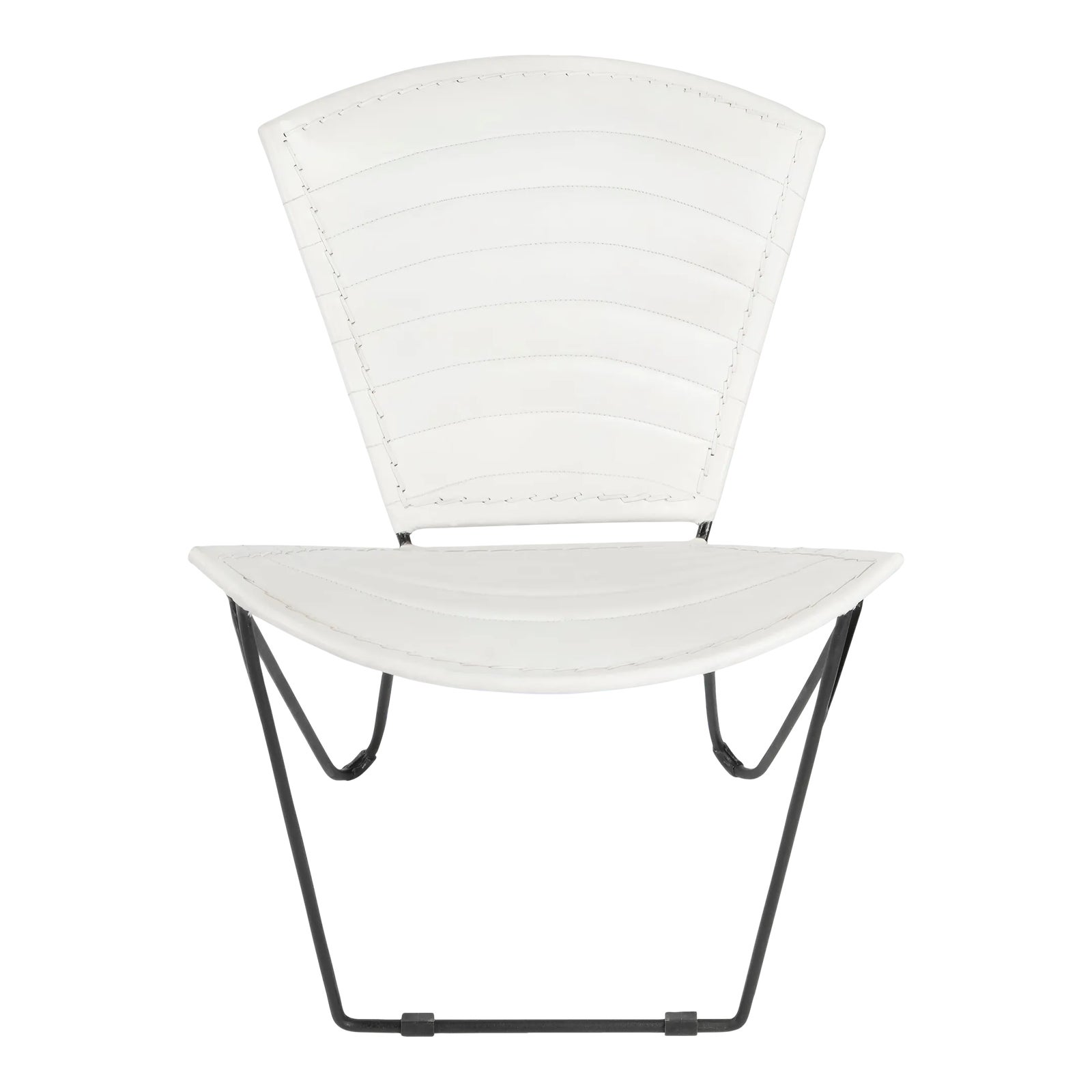 Felix Iron & Leather Accent Chair, White | Chairish