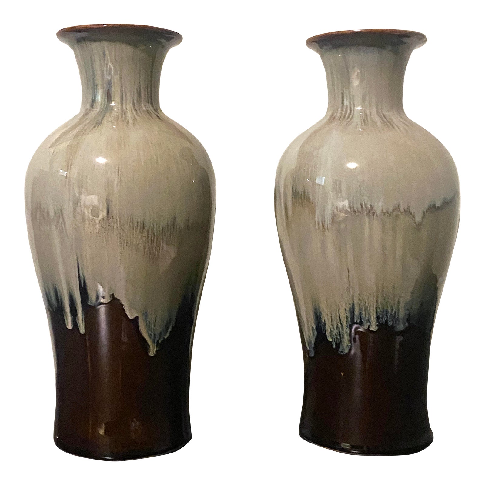 Pair of Ombre Flambé Glazed Chinese Porcelain Vases Circa 1940s | Chairish