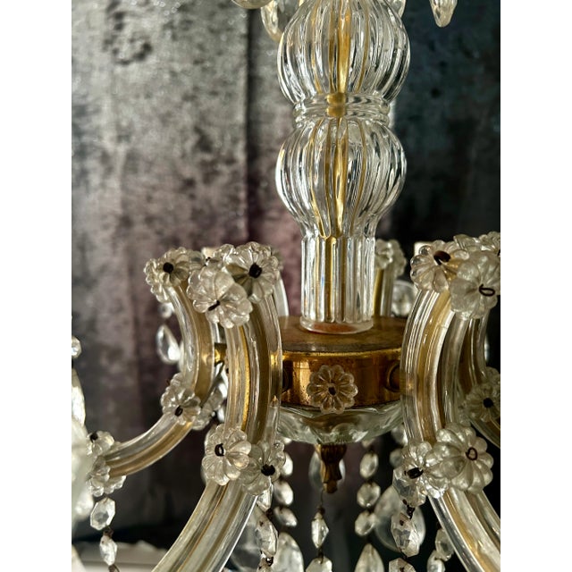 French Marie Therese Cut Crystal 6-Light Chandelier, Circa 1950 | Chairish