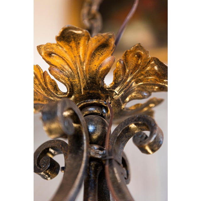 French Wrought Iron Eight-Light Chandelier with Scrolling Arms and ...