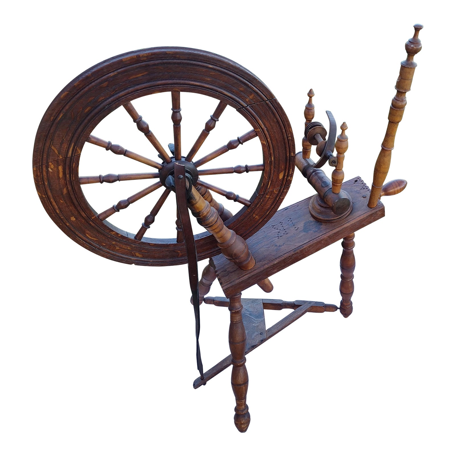 Primitive Saxony Woden Spinning Wheel 19th Century | Chairish