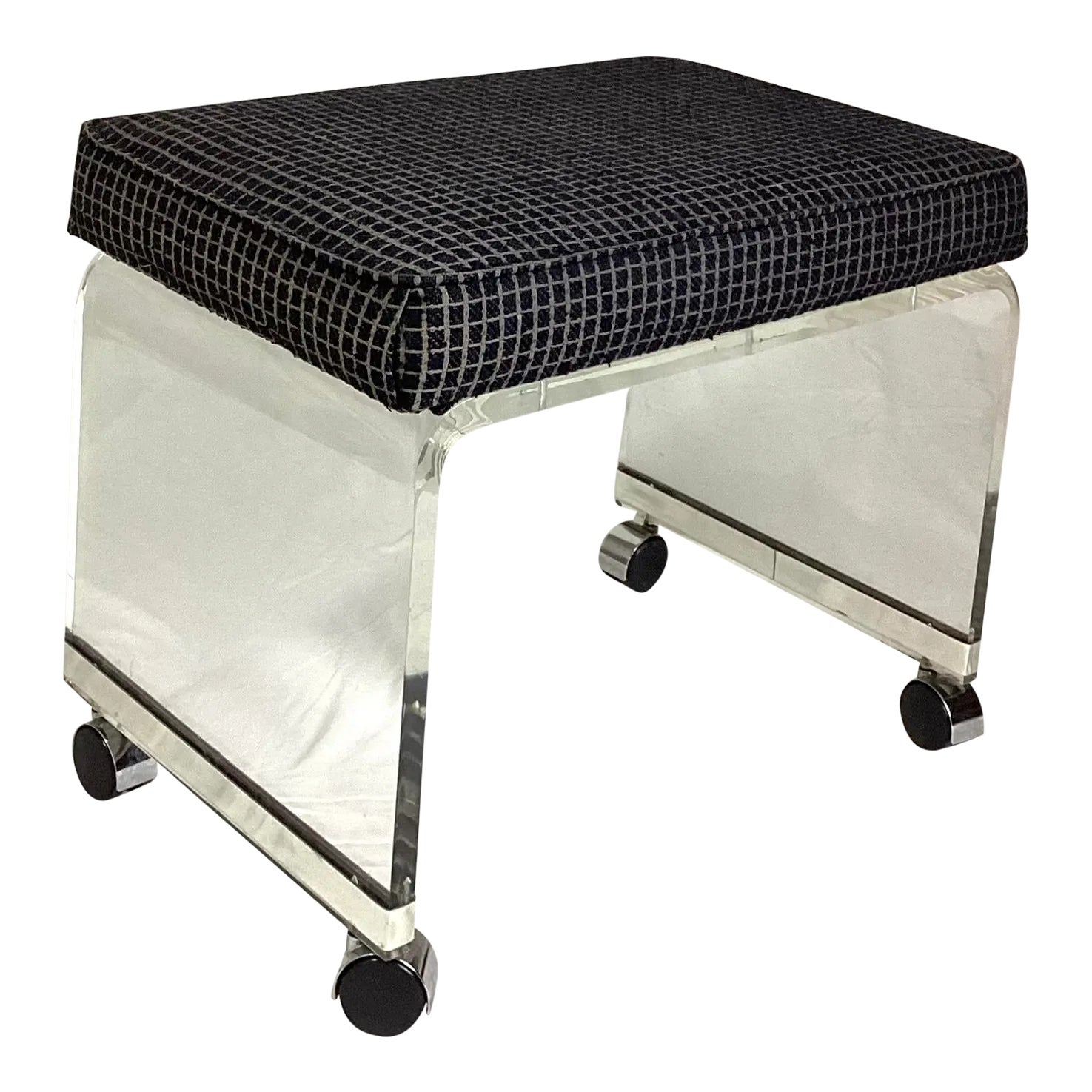 1970s Mid-Century Modernist Waterfall Lucite Stool With Chrome Trim and ...