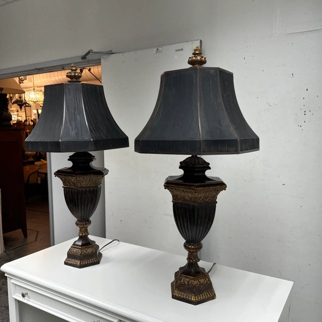Fine Art Lamps Black Iron Castile Dark Table Lamps, Pair | Chairish