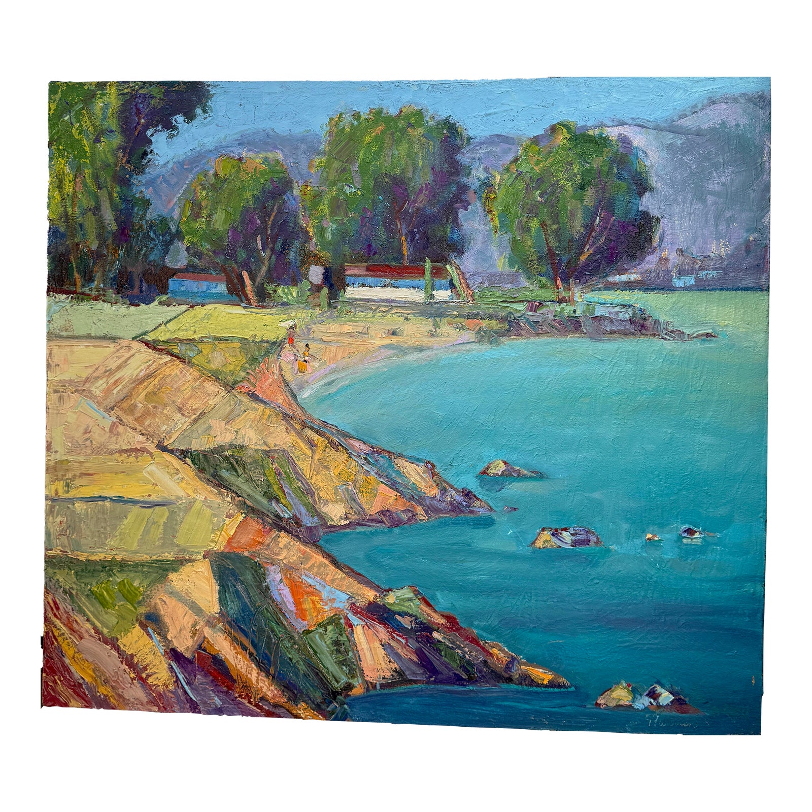Landscape Original Oil on Canvas Berkeley Shorebird Park 32x36” | Chairish