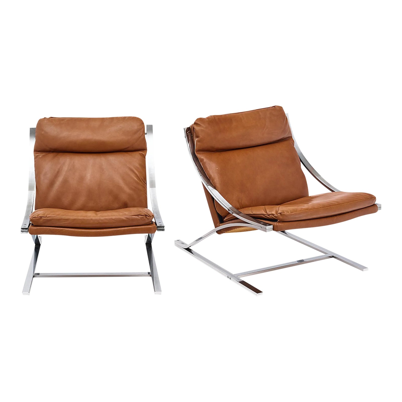 Vintage Leather Armchairs by Knoll | Chairish