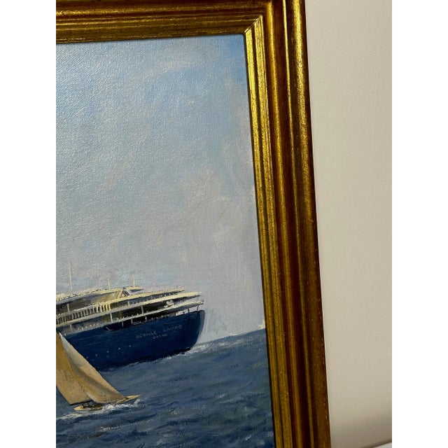 1960s British Mid Century Oil Painting Ms Achille Lauro Ship Ex Willem ...