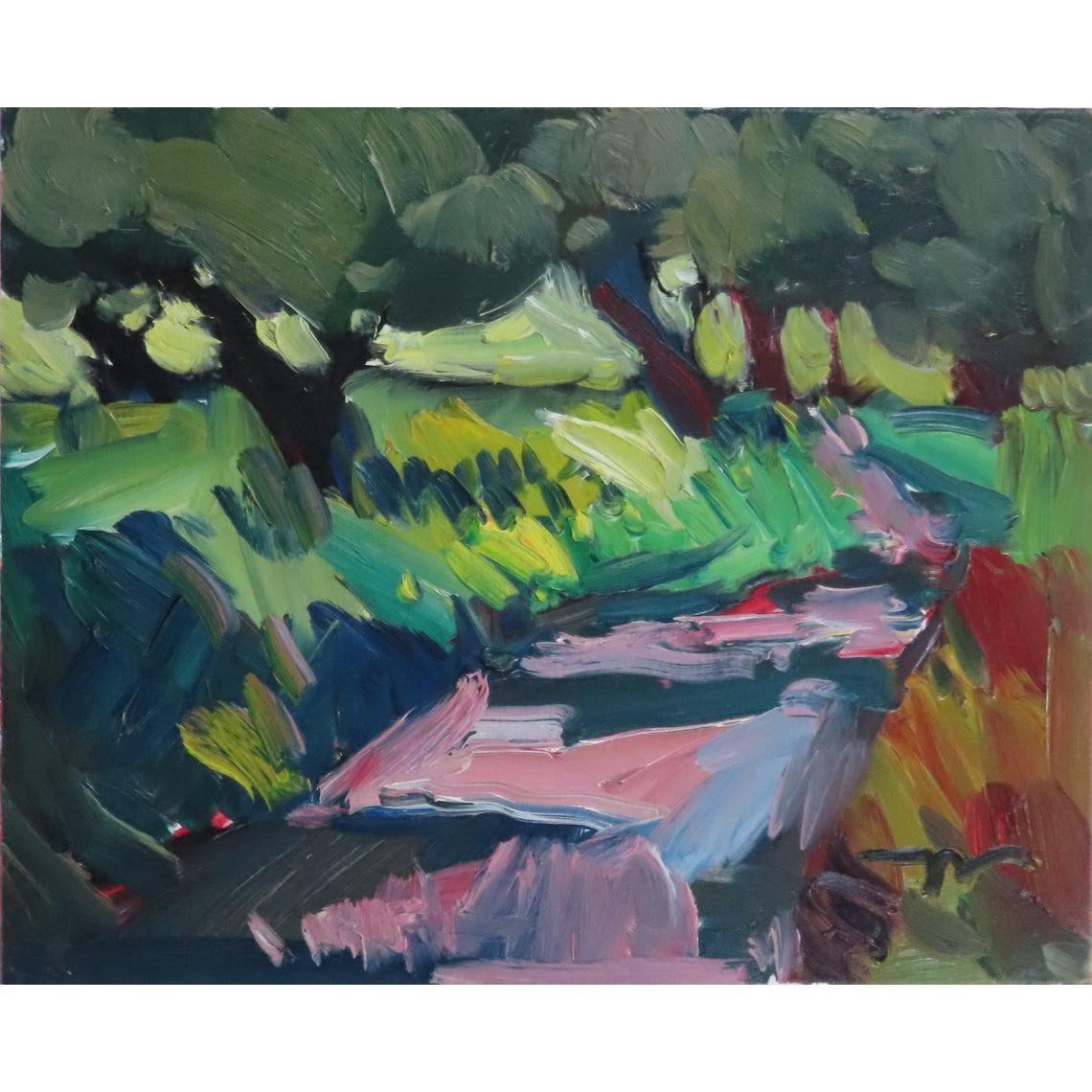 "Scenic Park Path" Contemporary Abstract Expressionist Landscape Oil ...