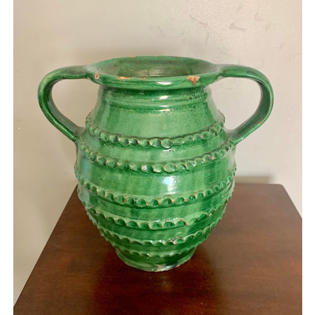 1930s Vintage European Green Pottery Vase | Chairish