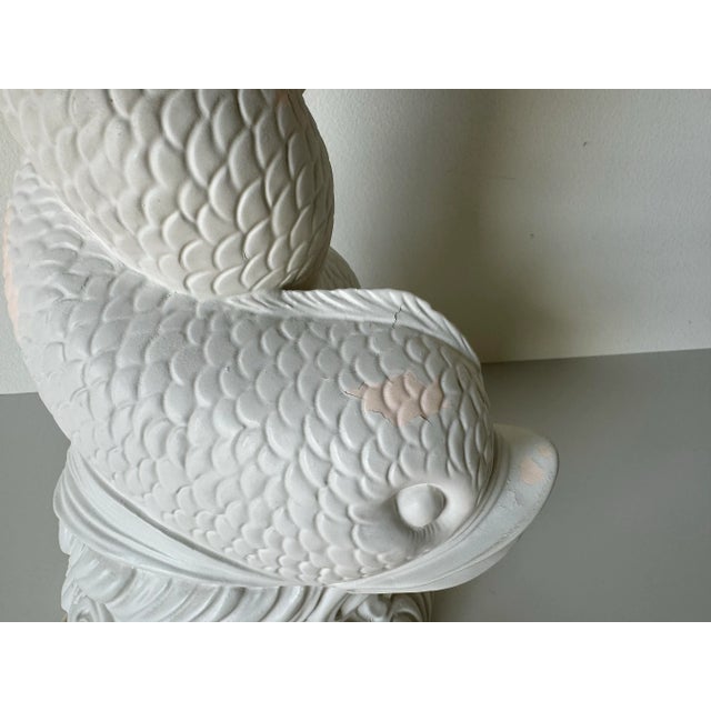 Vintage Koi Fish White Plaster Table Lamp | Chairish