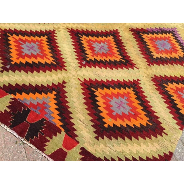 Vintage Diamond Design Kilim Rug | Chairish