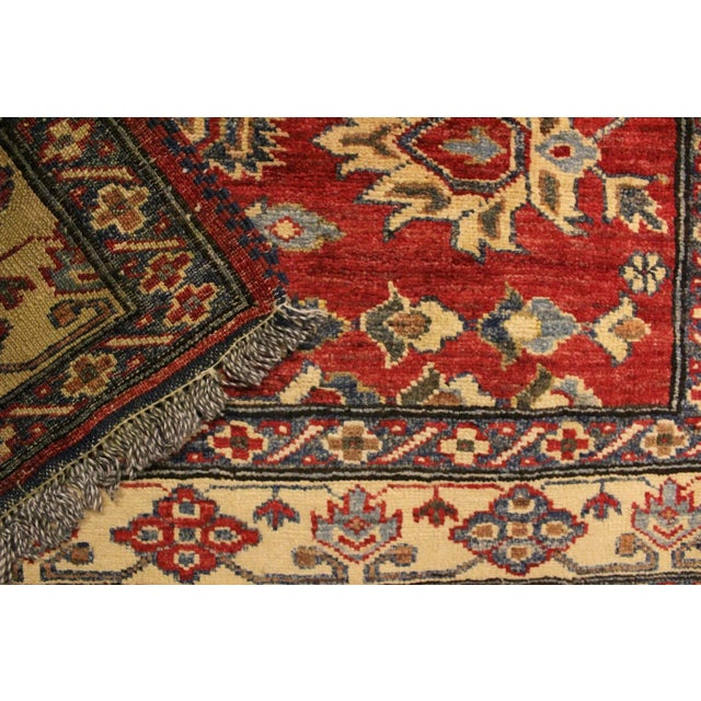 1980's Shabby Chic Kazak Red/Gold Wool Rug - 4'1'' X 5'5'' | Chairish