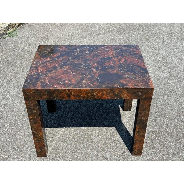 Post Modern Laminated Tortoiseshell Table | Chairish