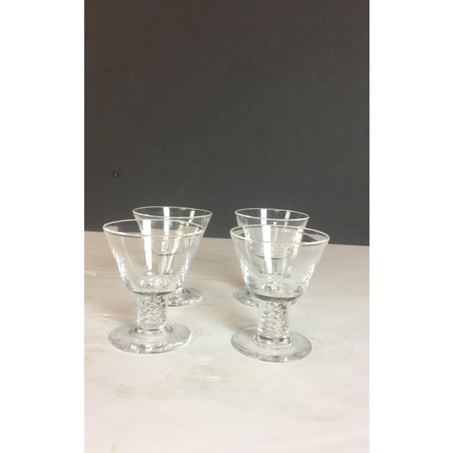 Modern Crystal Clear Twisted Air Steuben Glasses - Set of 4 | Chairish