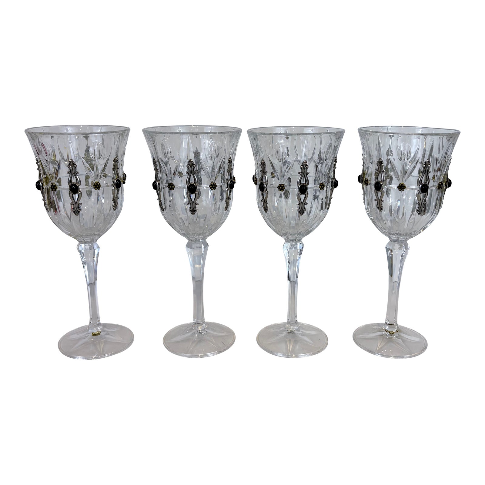 Gothic Revival Inspired Crystal Goblets Set of 4 by Ann Cichon | Chairish