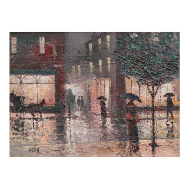 Impressionist Oil Painting Parisian Street Scene | Chairish