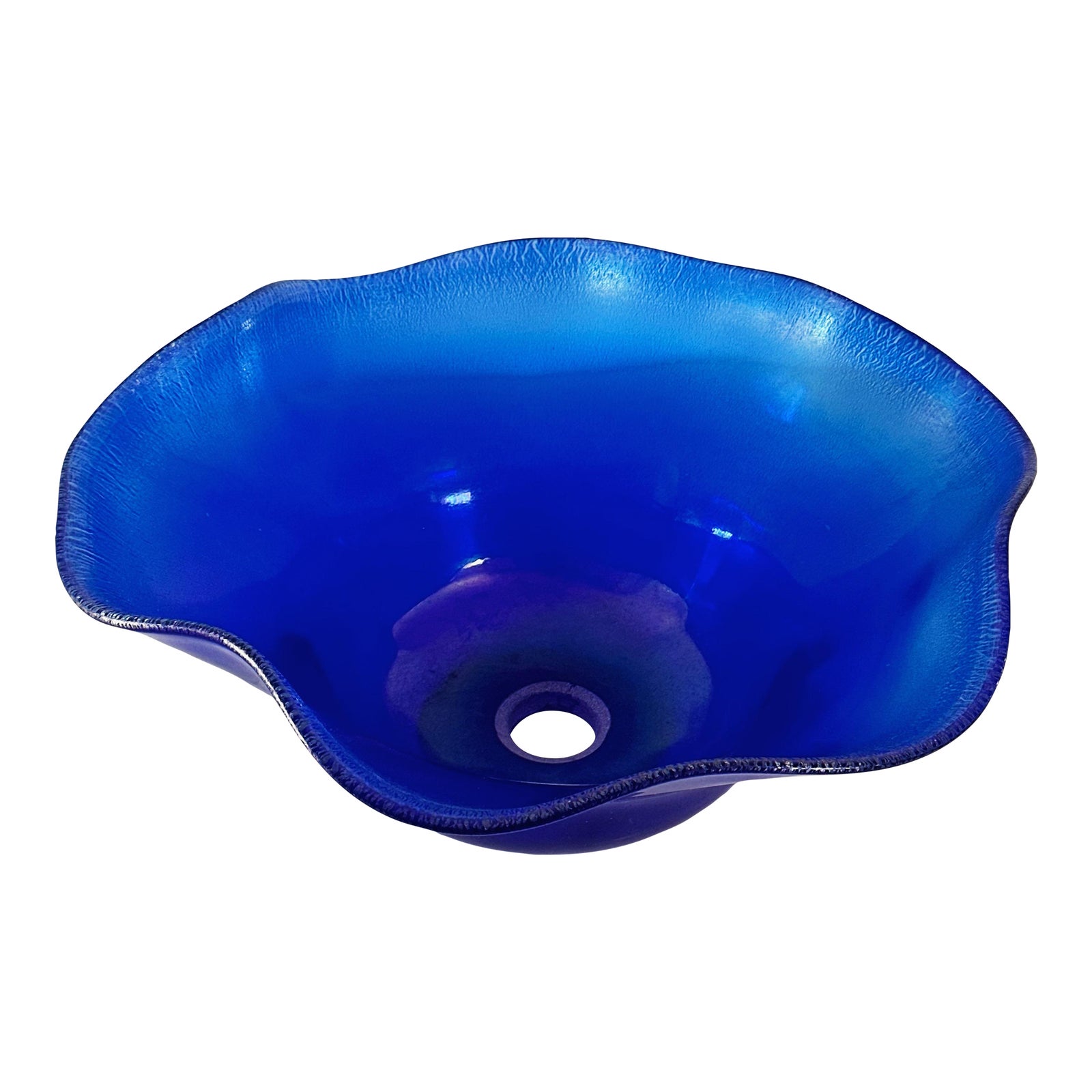 Vintage Hand Blown Glass Sink Basins in Iridescent Blue With Infused ...