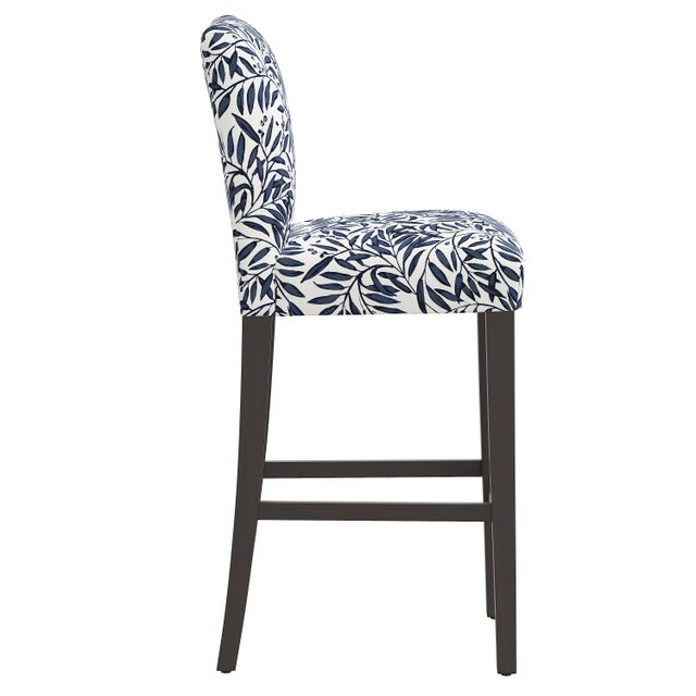 Chelsea Bar Stool in Blue Voysey Vine | Chairish
