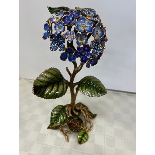 Jay Strongwater Large Handcrafted Periwinkle Blossom Nori Hydrangea ...