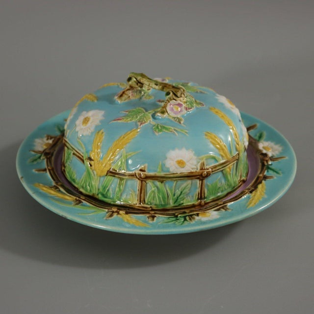 George Jones Majolica Muffin Dish and Cover | Chairish