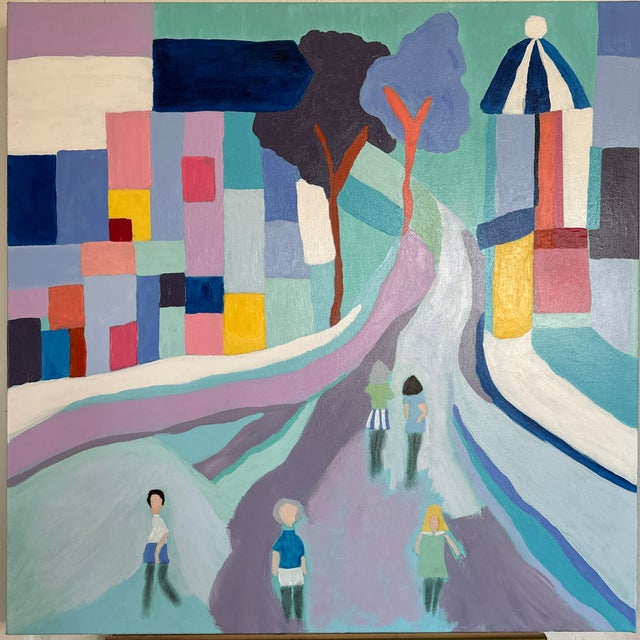 Original Abstract Street Scene Painting | Chairish