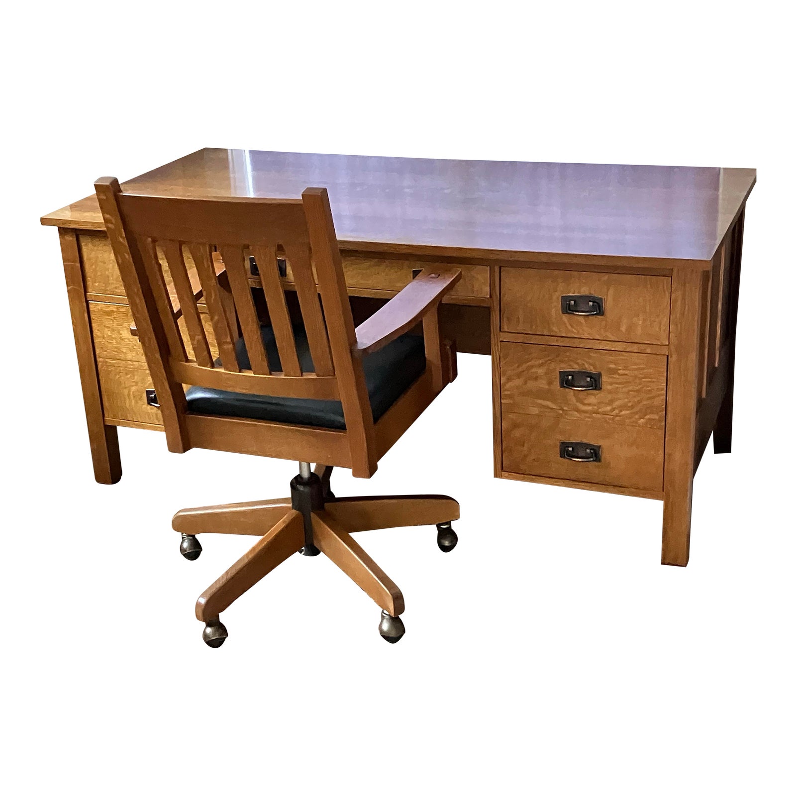 Stickley Executive Desk & Swivel Chair - Set of 2 | Chairish