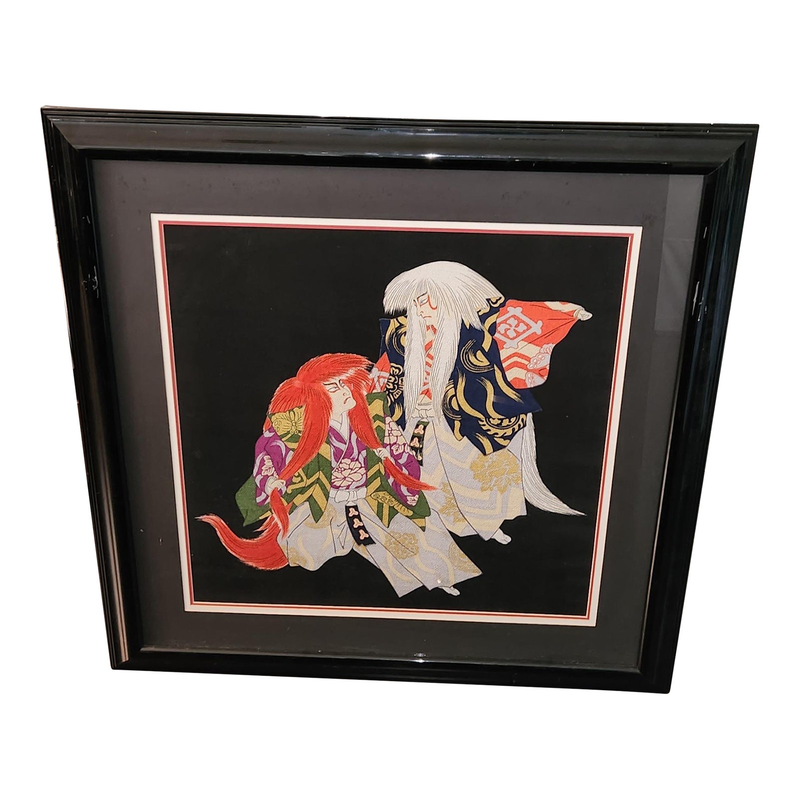 1970s Japanese Woven Silk Wall Art – “Kabuki Renjishi Scene,” Kyoto ...