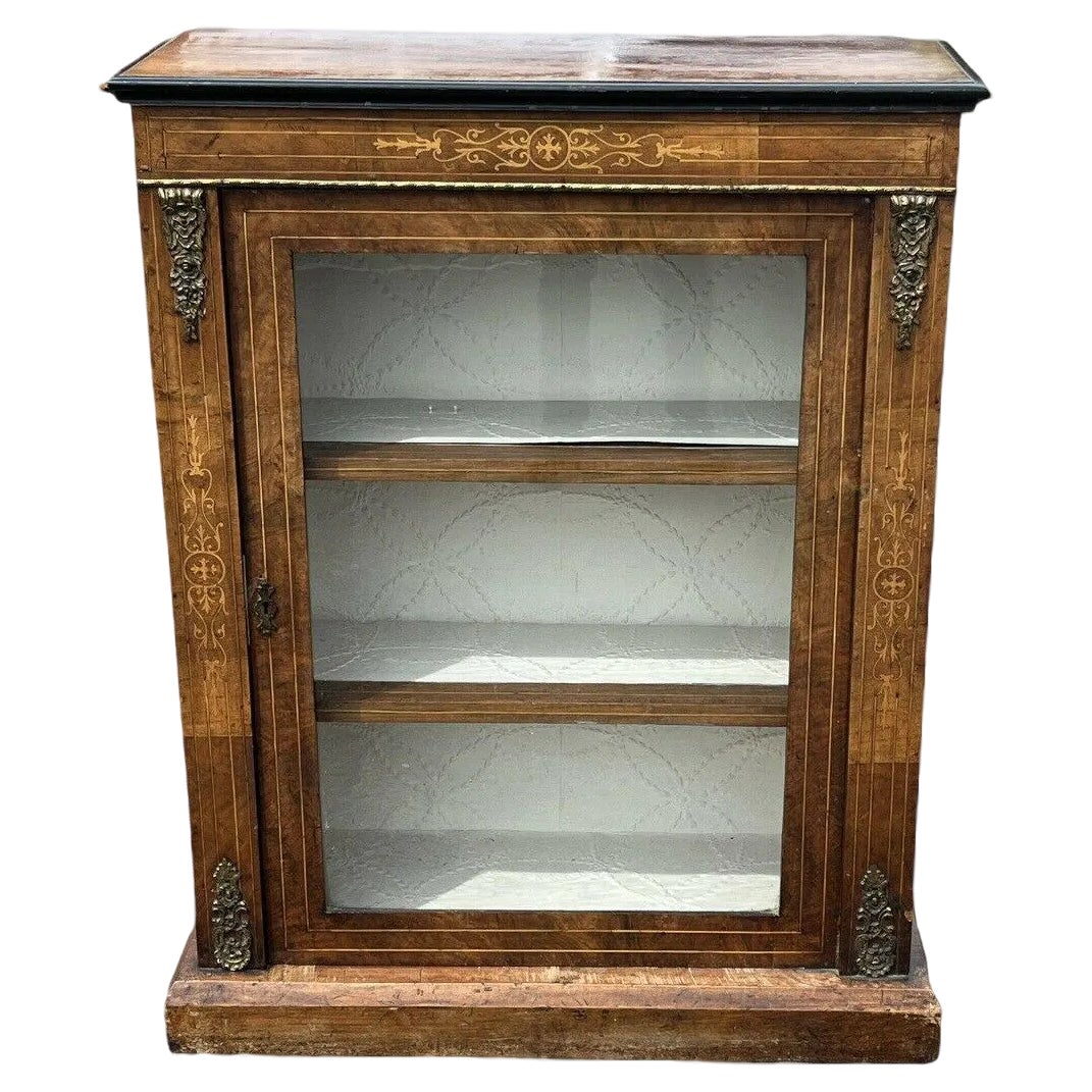 Victorian Inlaid Walnut Pier Display Cabinet | Chairish