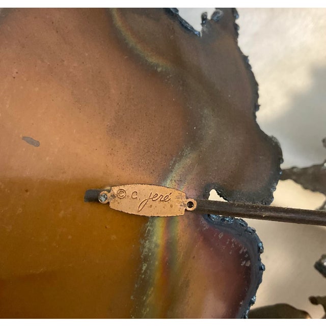 C Jere’ Large Mid Century Modern Maple Leaf Brass Copper Wall Sculpture ...