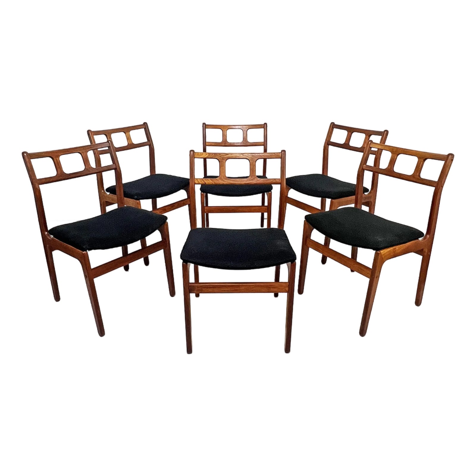 C.. 1970s Danish Modern Teak Dining Chairs by D-Scan--Set/6 | Chairish