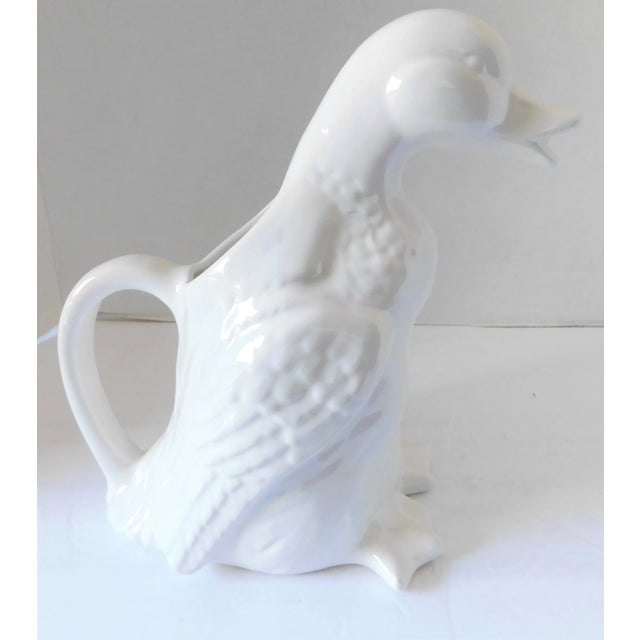 White Ceramic Vintage Duck Pitcher | Chairish