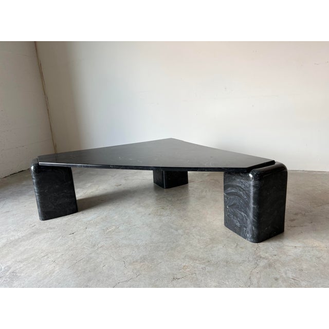 Postmodern Faux - Black and White Marble Triangular Coffee Table | Chairish