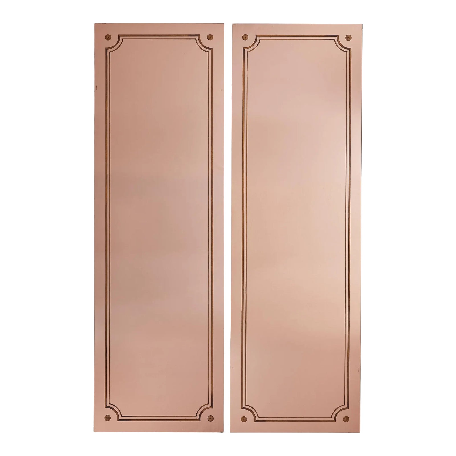 Pair of Rose Gold Back Painted Mirrors No. 06, France 1920s | Chairish