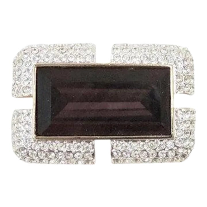 Vintage Signed Napier Faux-Amethyst & Pave Clear Rhinestone Brooch ...