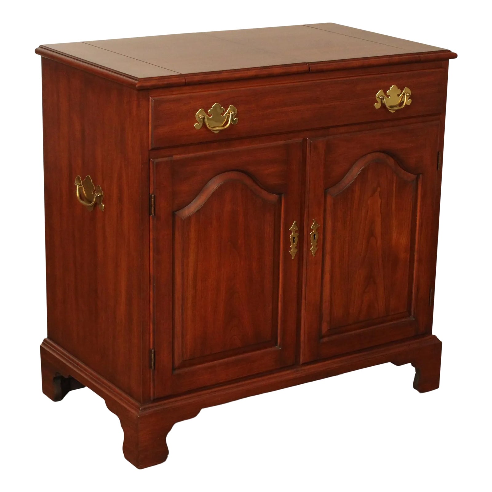 Henkel Harris Chippendale Style Cherry Flip-Top Server Bar Cart | Chairish