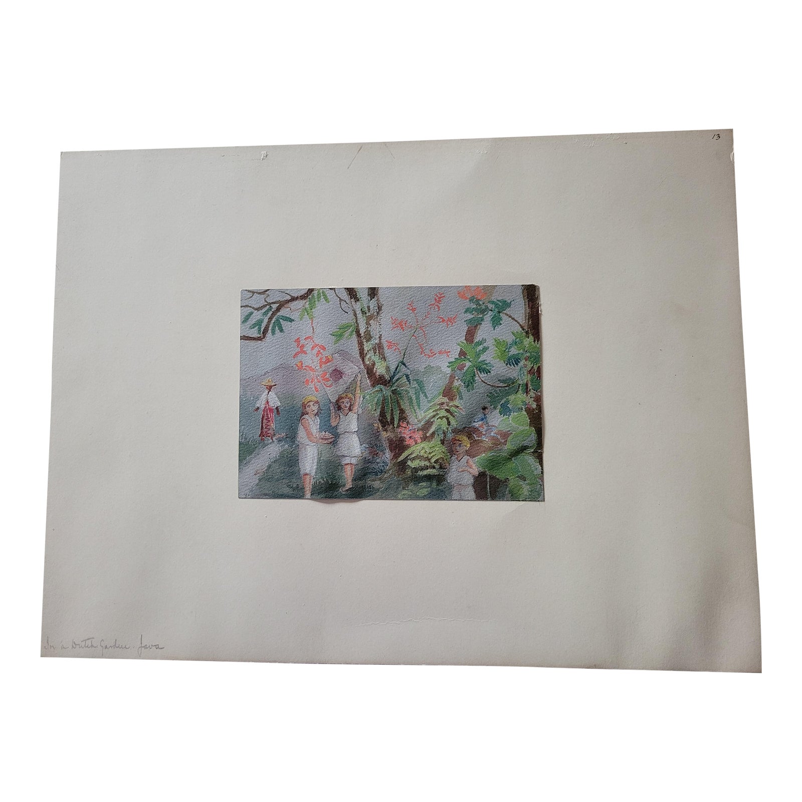 Early 20th Century "Children in a Dutch Garden, Java" Figurative ...