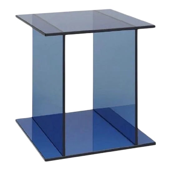 Modern Blue Acrylic Side Table | Chairish