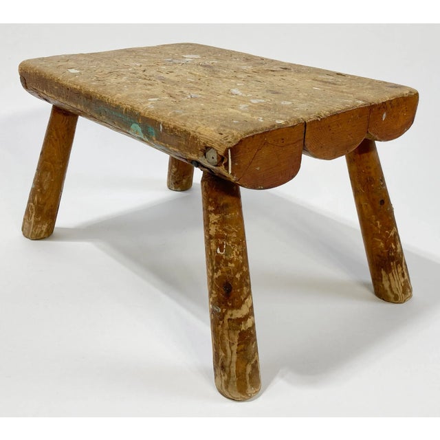 Vintage Primitive Split Wood Log Stool | Chairish