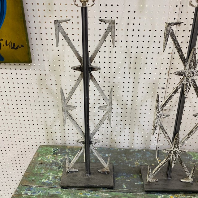 Pair of French Iron Starburst Table Lamps | Chairish