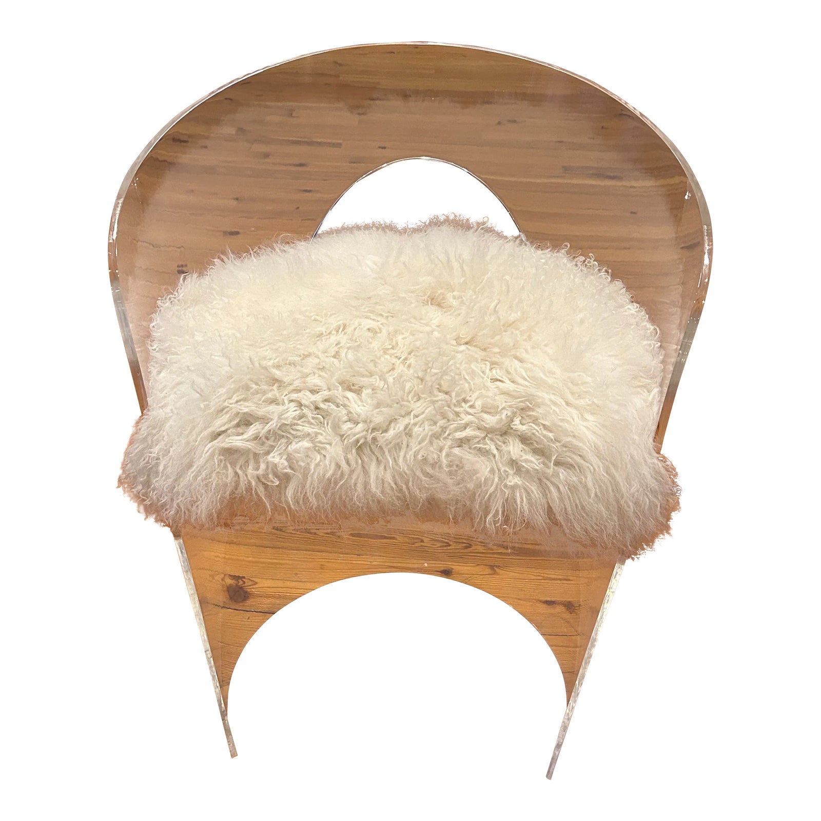 Modshop Lucite Counter Stool With Mongolian Fur Seat | Chairish