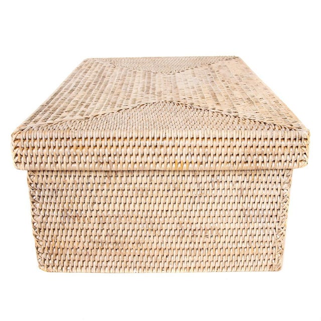 Artifacts Rattan Rectangular Storage Box with Lid in White Wash - 14 ...