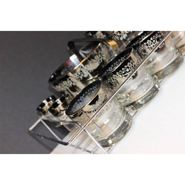 Mid Century Silver Fade Glasses With Silver Metal Filigree Overlay, in ...