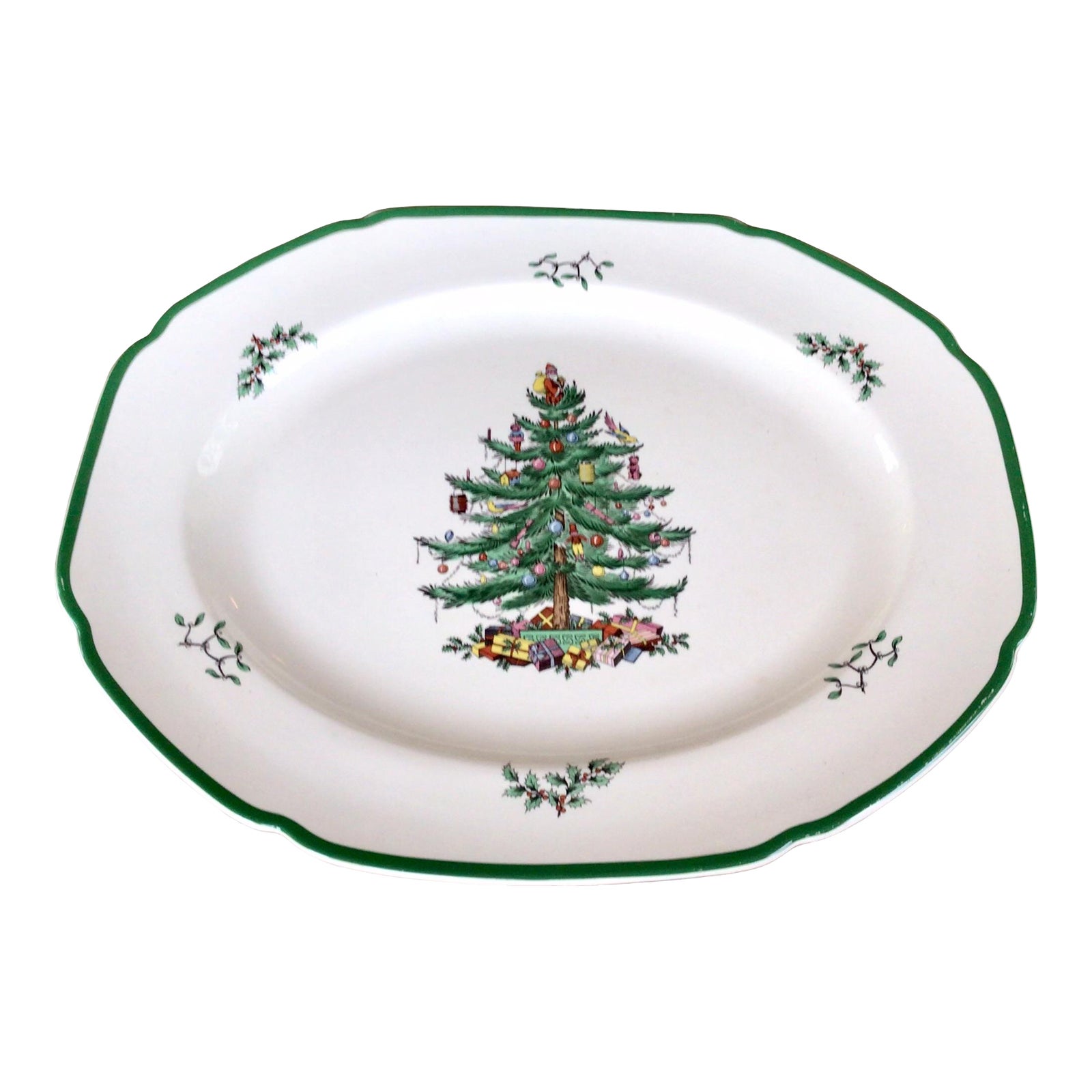 Vintage Spode Sculpted Oval Christmas Tree Serving Platter or Cookie ...