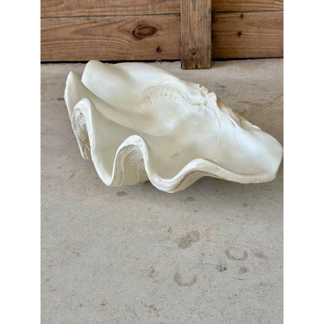 Vintage Coastal Cast Resin Sculptural Clam Shell Decorative Bowl | Chairish