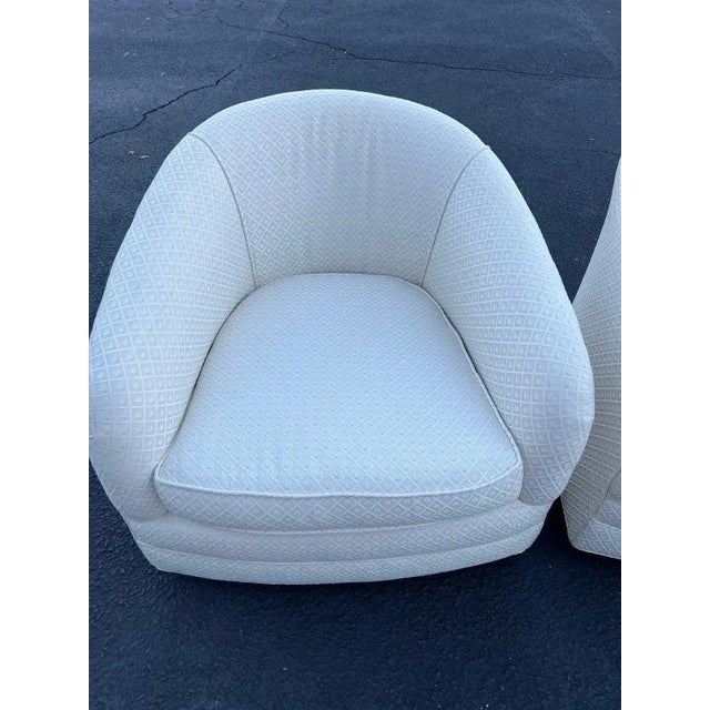 Pair of Creamy White Swivel Cube Chairs | Chairish