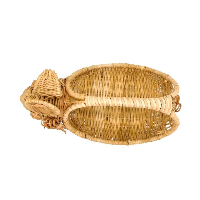 Late 20th Century Vintage Boho Chic Wicker Rabbit Bunny Basket | Chairish