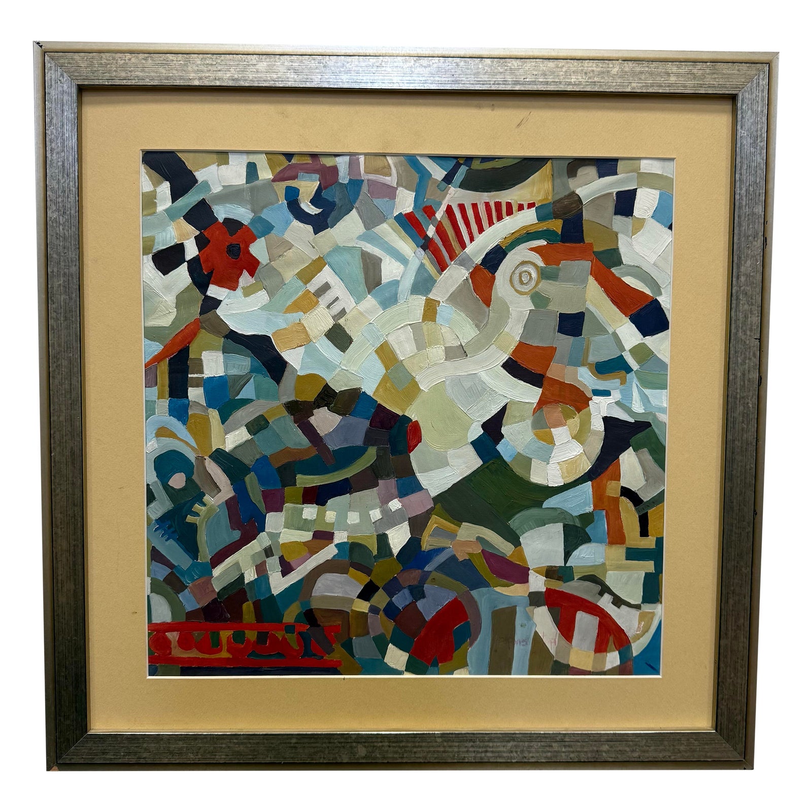 1980's Cubist Abstract Acrylic on Paper | Chairish
