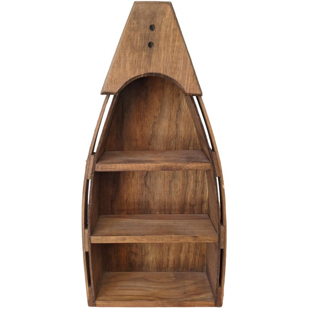 Vintage Nautical Wooden Boat Wall Display Shelving Unit | Chairish