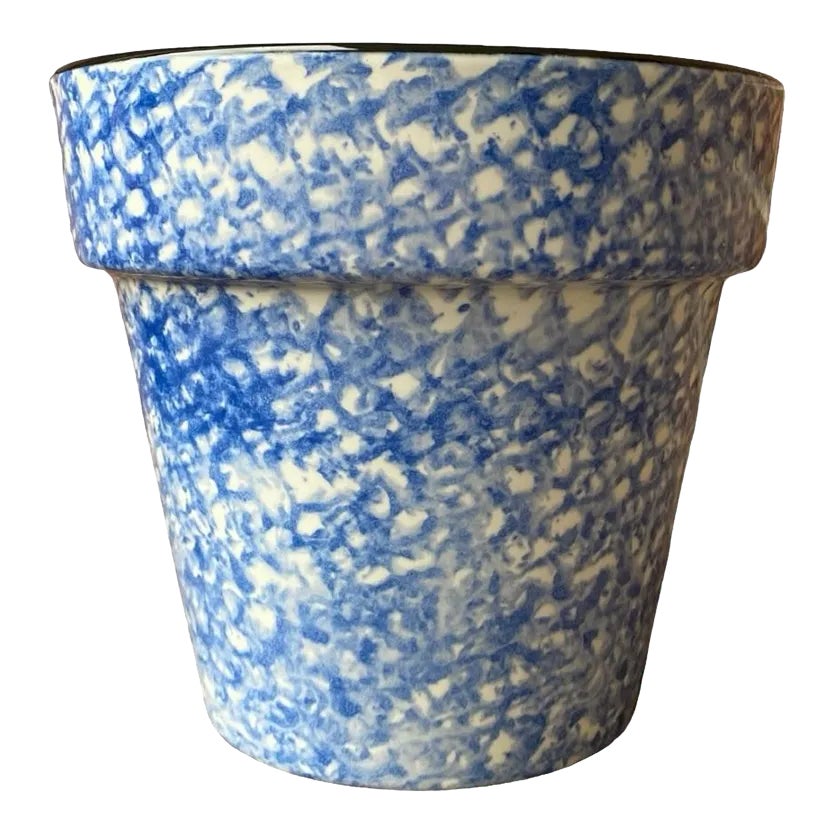 Vintage 1970s Stangl Blue Sponge Design Flower Pot / Planter - 6.75 ...