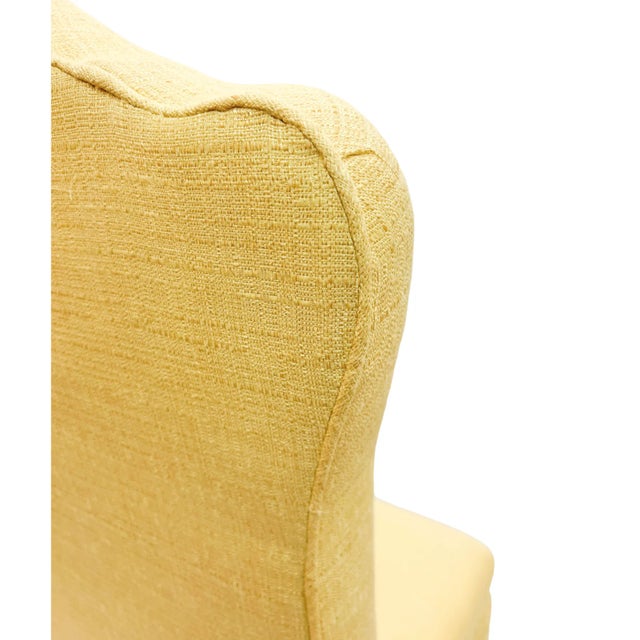 Vintage Set of 2 Yellow Custom Upholstered Parsons Chairs | Chairish