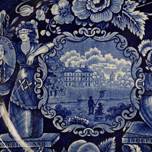 Antique US Historical Clews Pottery Flow Blue Platter 19th Century ...